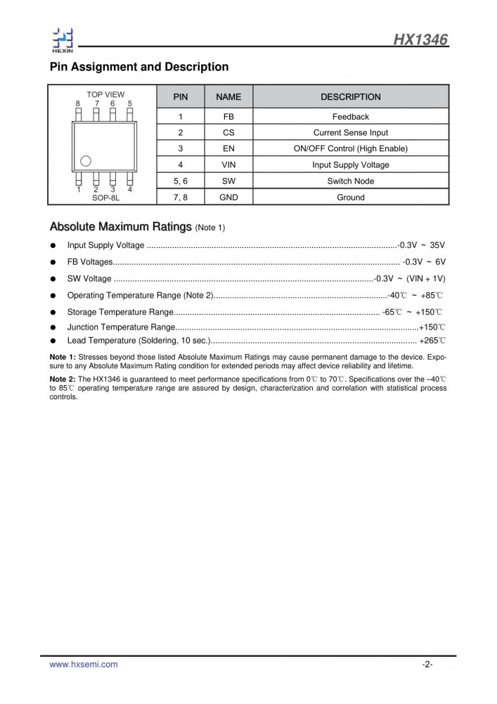HX1346-AGC datasheet page 2