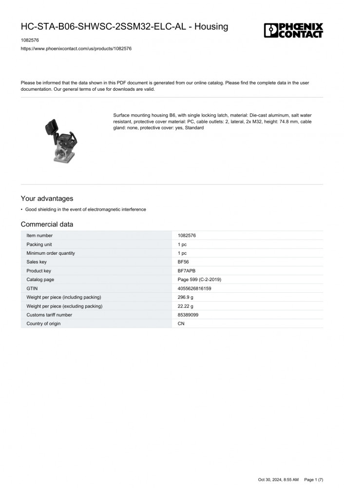 Phoenix Contact 1082576 technical document page 1