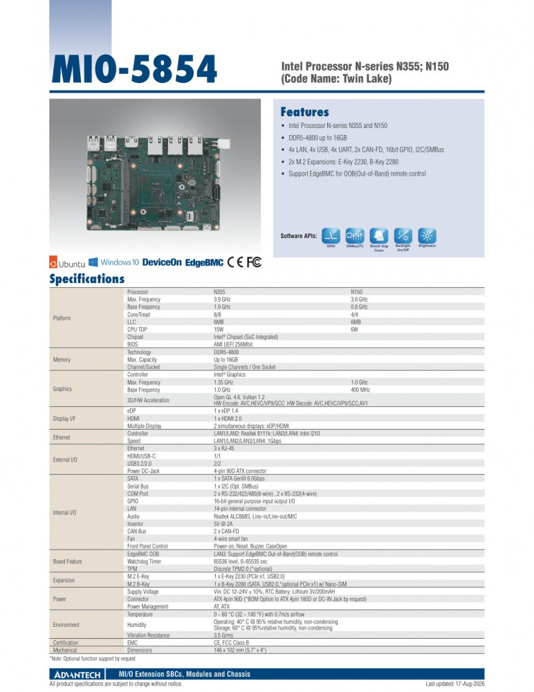 MIO-5854 technical document page 1