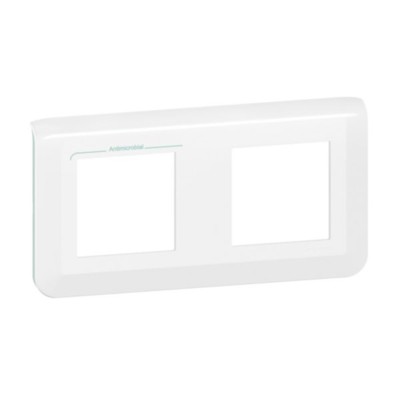 Mosaic - Plate 2x2 modules vertical antimicrobial - White thermoplastic halogen free - Glossy finish snap-on mounting - IK04