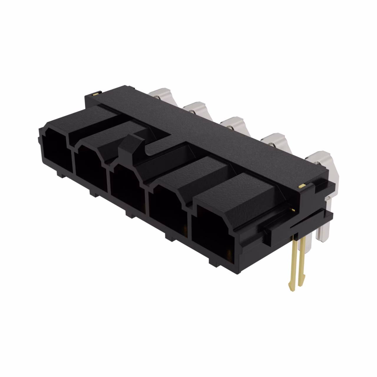 Mini-Fit Sr. Right-Angle Header, 10.00mm Pitch, Single Row, 5 Circuits, 8.30mm Tail Length, for 6.35mm PCB, 0.76µm Gold (Au) Plating, with Clip for sale