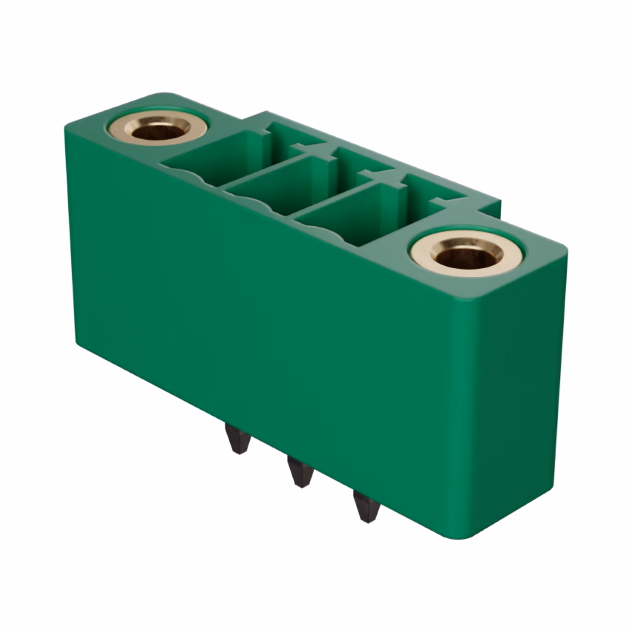 3.50mm Pitch Eurostyle Vertical PCB Header, with Threaded Retention Inserts, Green Housing, 3 Circuits for sale