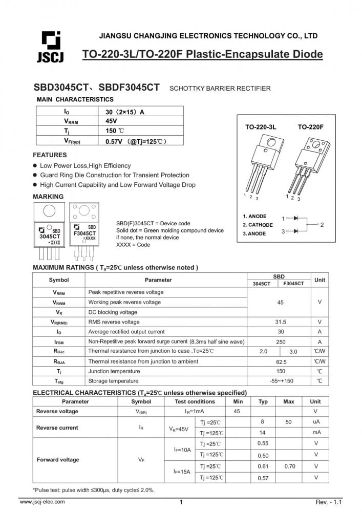 SBD3045CT datasheet page 1