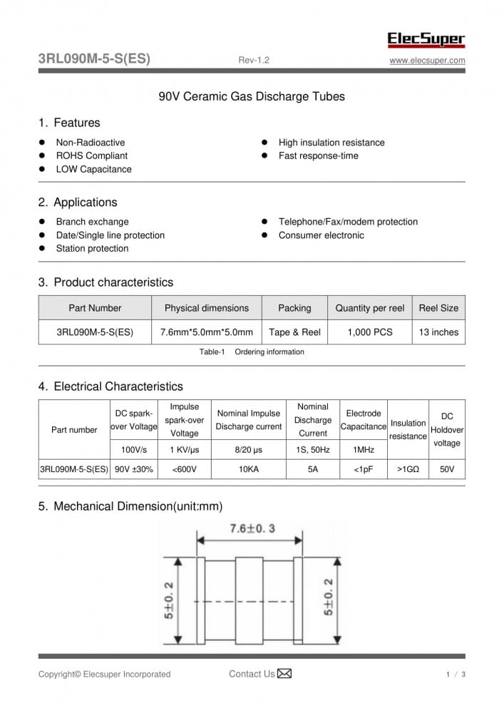 3RL090M-5-S(ES) technical document page 1