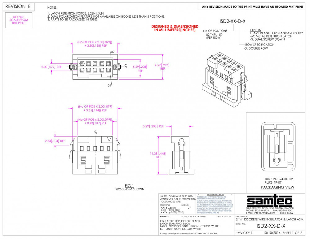 Samtec ISD2-XX-D-X drawing page 1