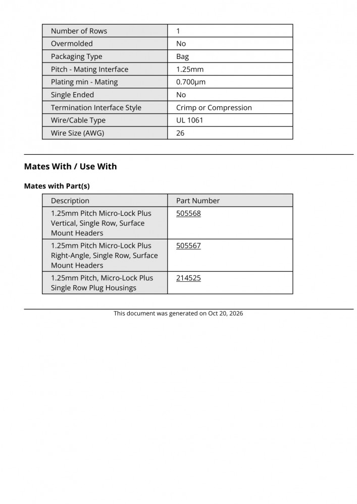 Technical document page 3 for MOLEX 451110505