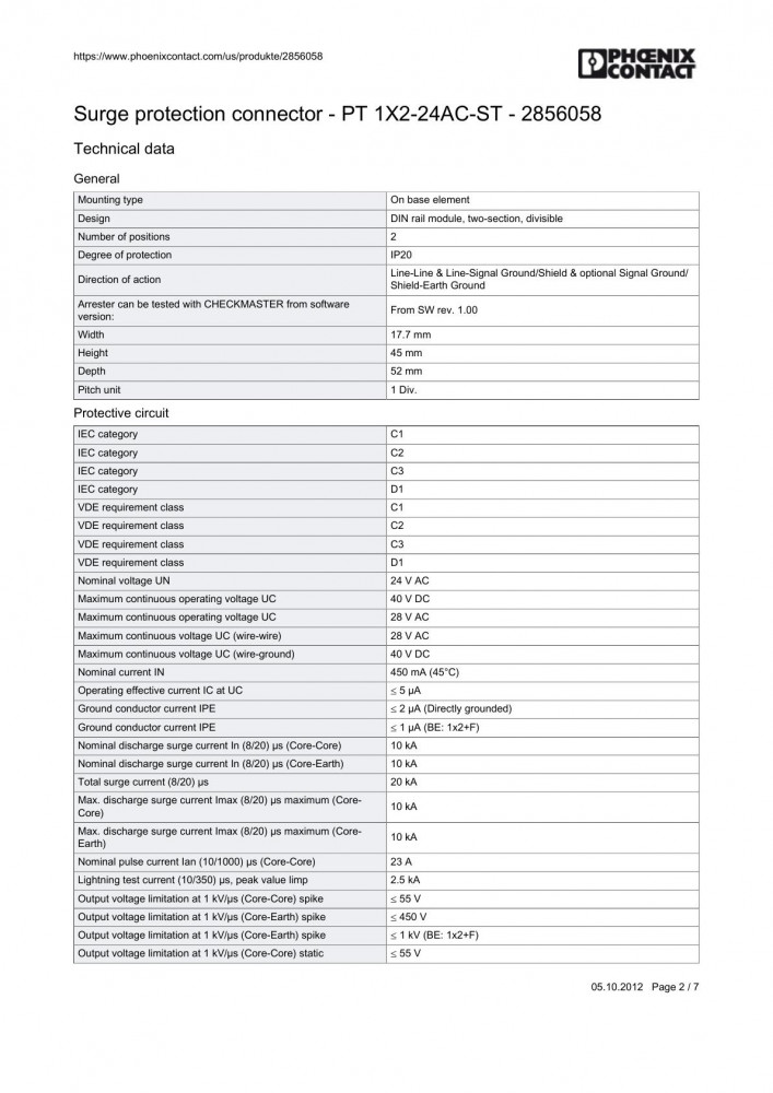 Phoenix Contact 2856058 technical document page 2