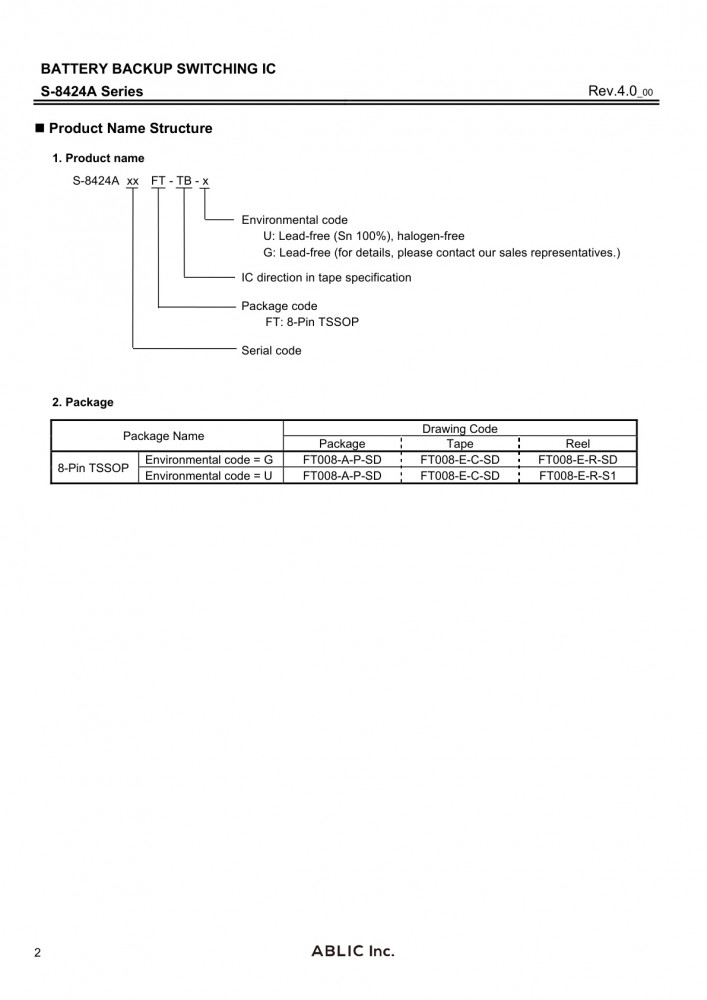 S-8424A series datasheet page 2
