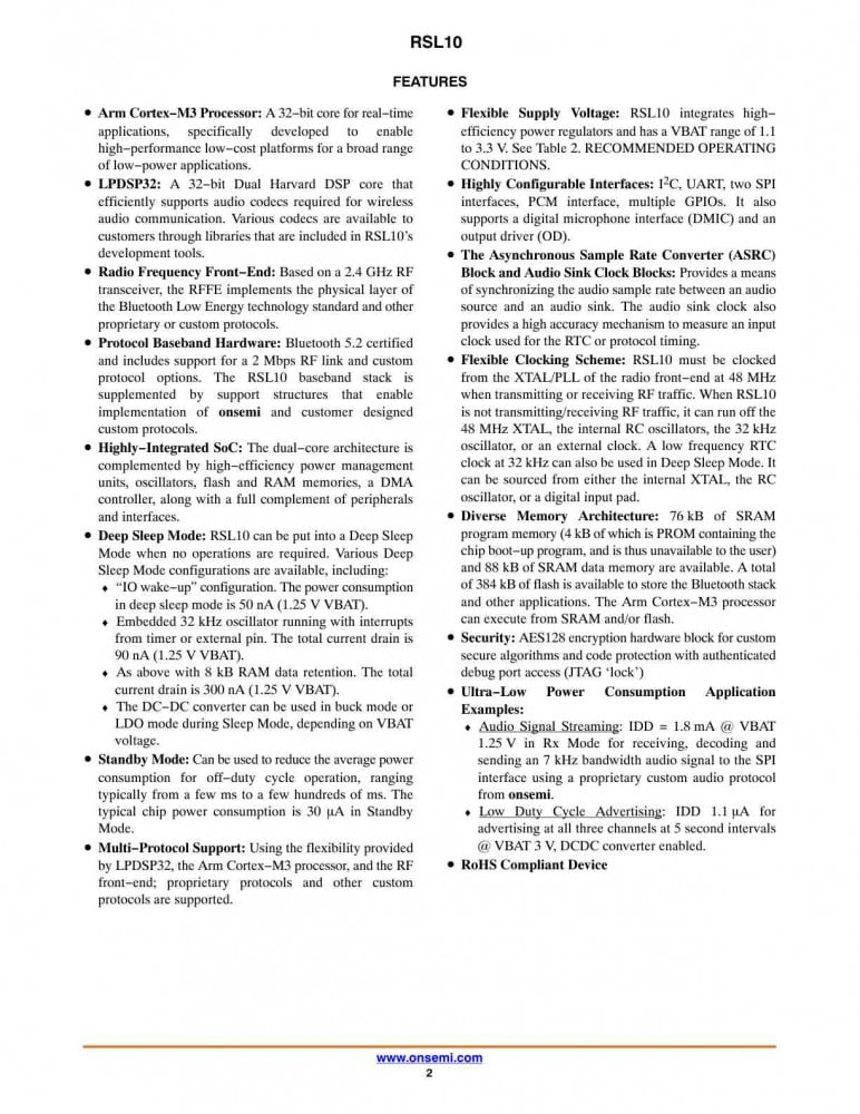 RSL10 technical document page 2