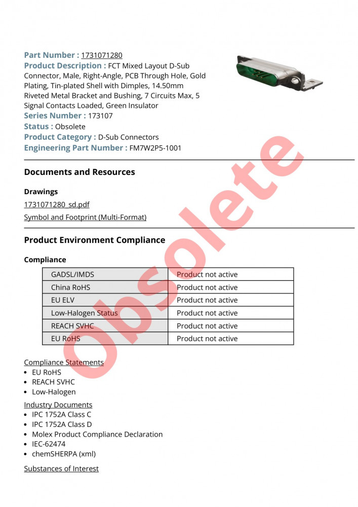 MOLEX 1731071280 technical document image, page 1