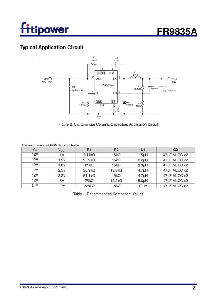 FR9835ASP datasheet page 2