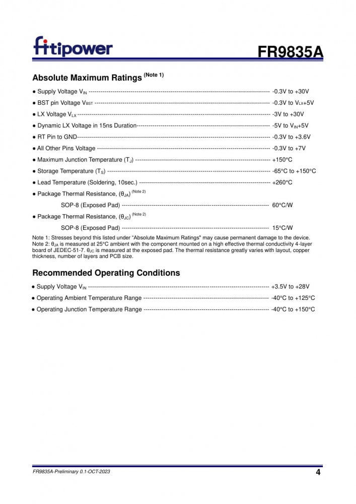 FR9835ASP datasheet page 4