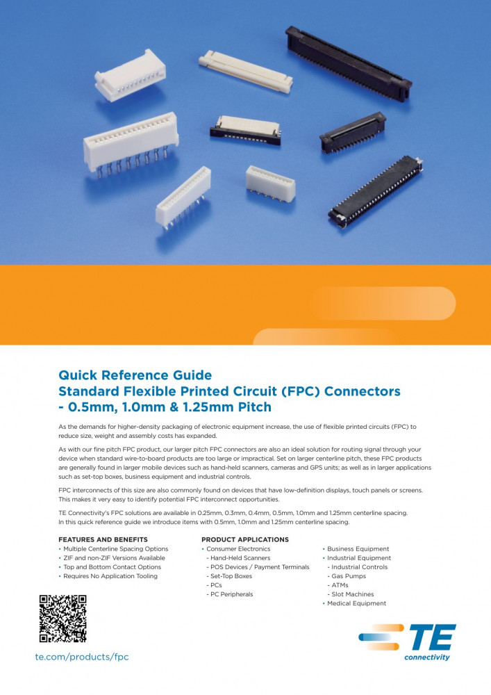 TE FPC connector quick reference guide page 1