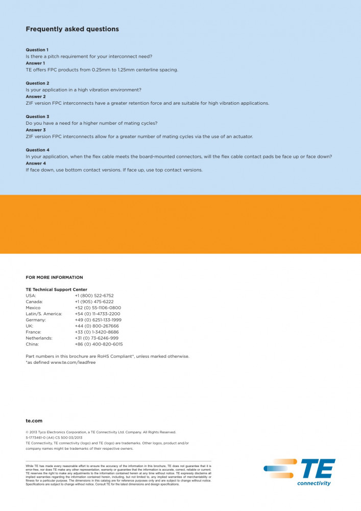 TE FPC connector quick reference guide page 4