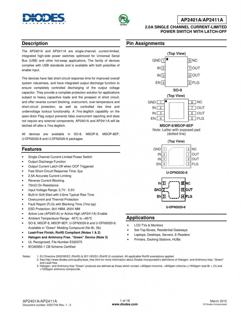 AP2411AMP-13 datasheet page 1