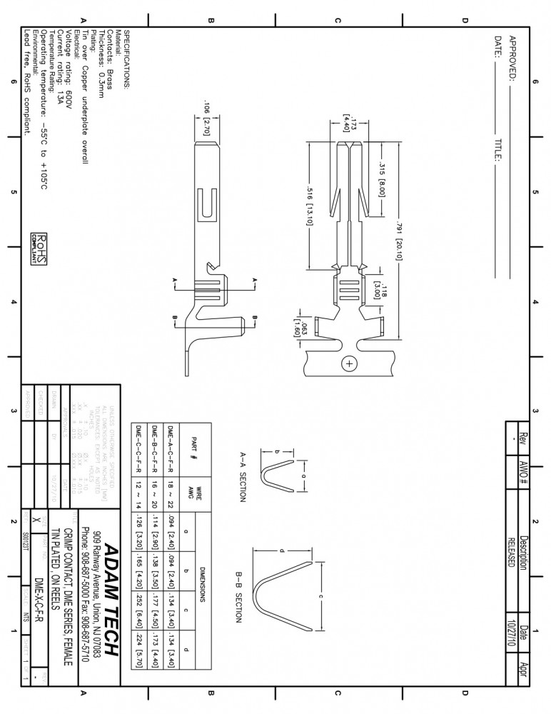 ADAM TECH DME-X-C-F-R product drawing