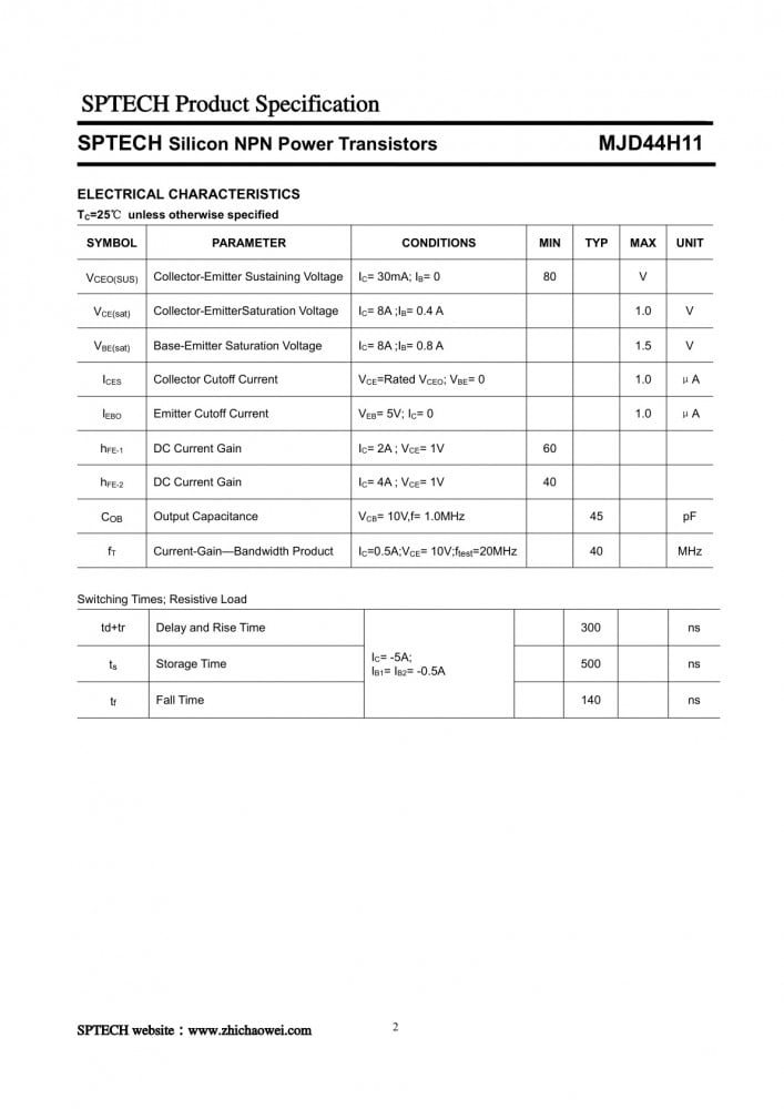 MJD44H11 datasheet page 2