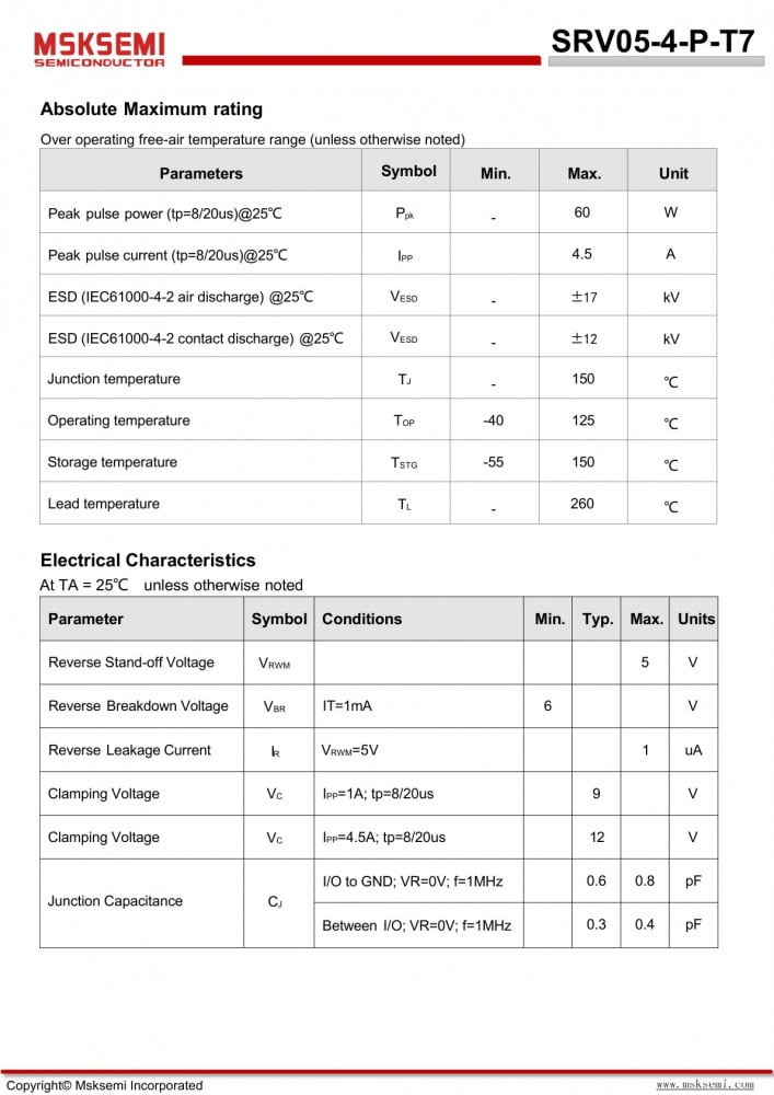 SRV05-4-P-T7 datasheet page 3