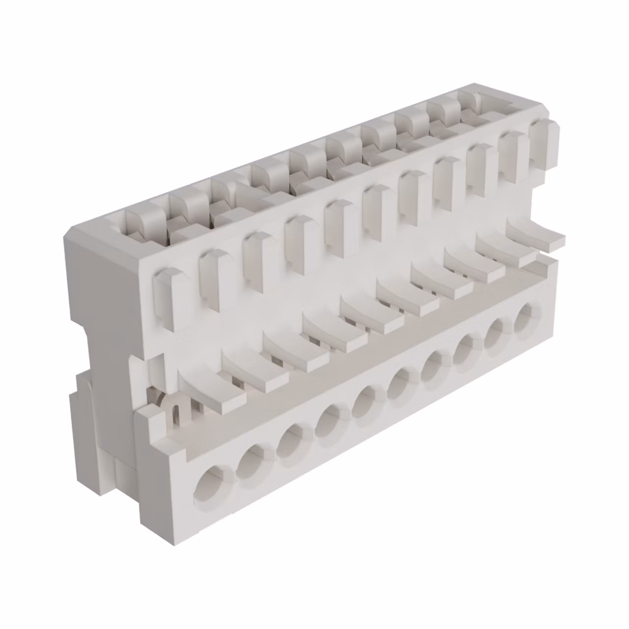 Appli-Mate RAST 2.5 Female Connector, 2.50mm Pitch, 10 Circuits, All Position Keys, Closed Endwalls, Polarizing Rib Between Circuits 3 & 4 for sale
