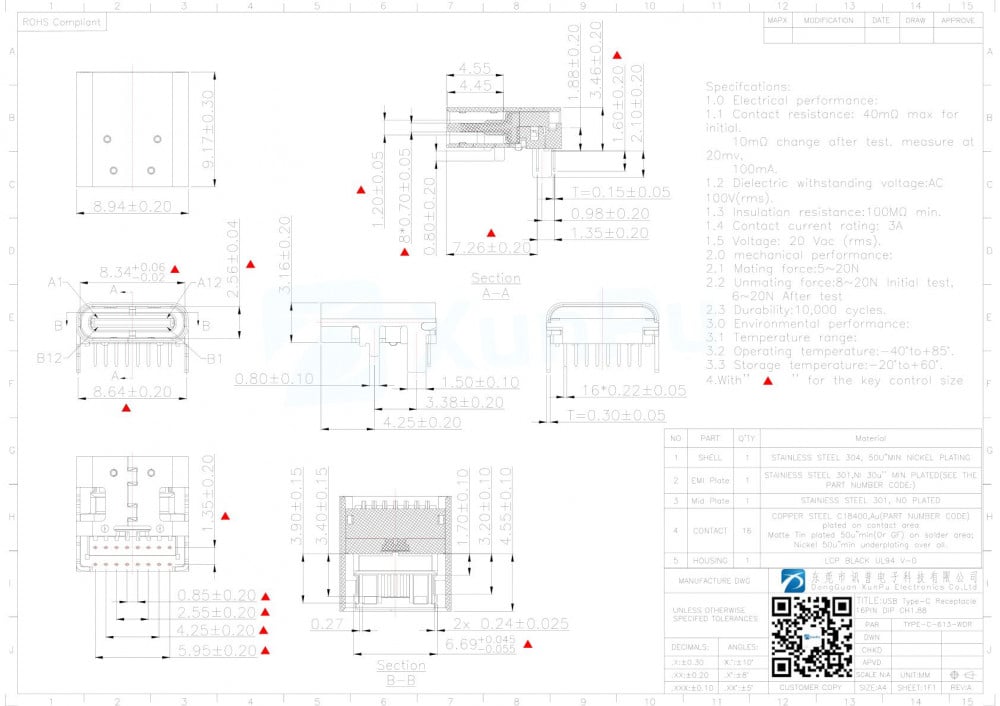 TYPE-C-613-WDR technical drawing page 1