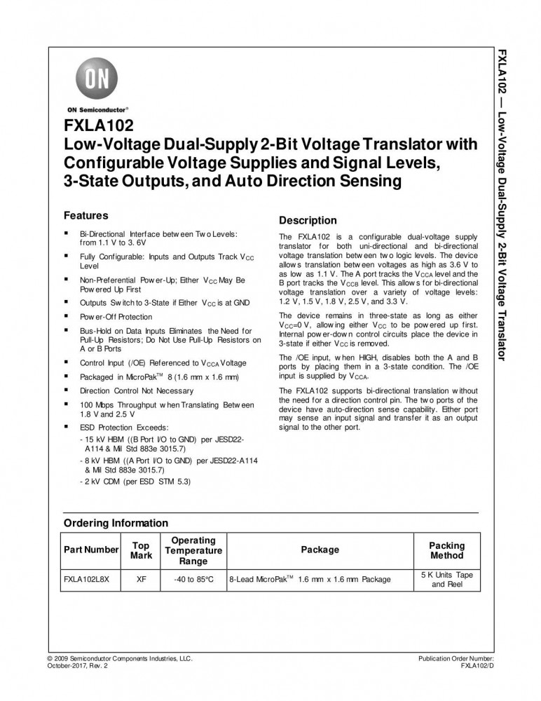 FXLA102 technical document page 2
