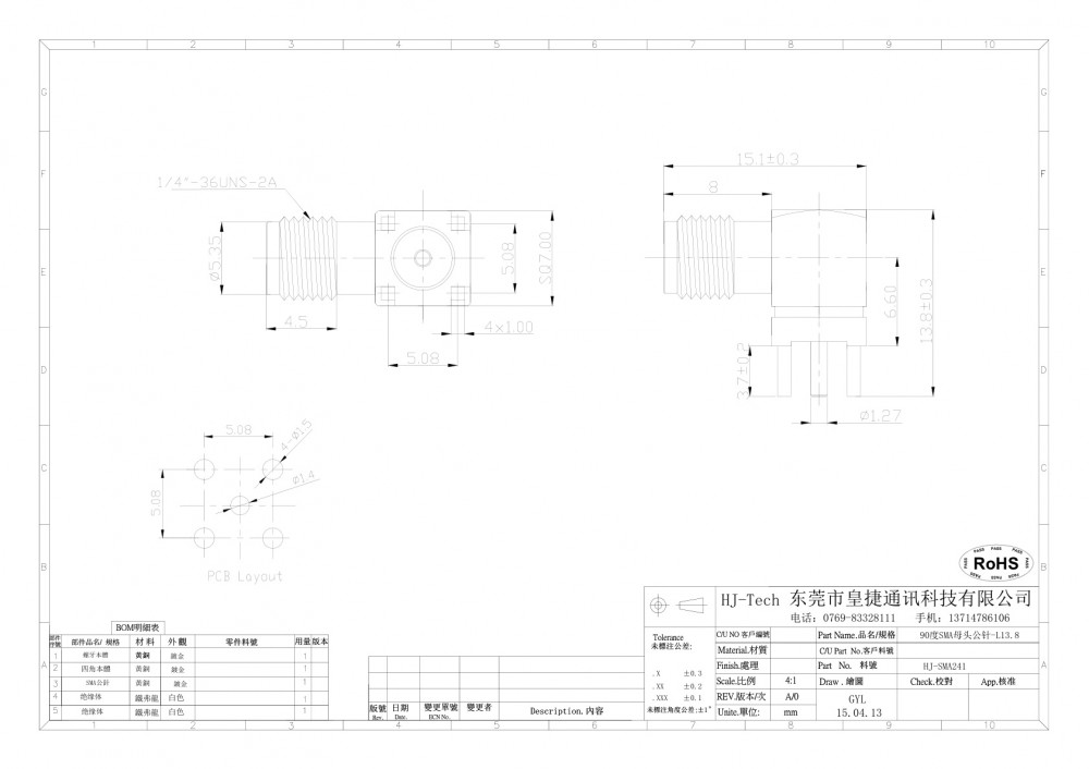 HJ-SMA241 PCB layout technical document