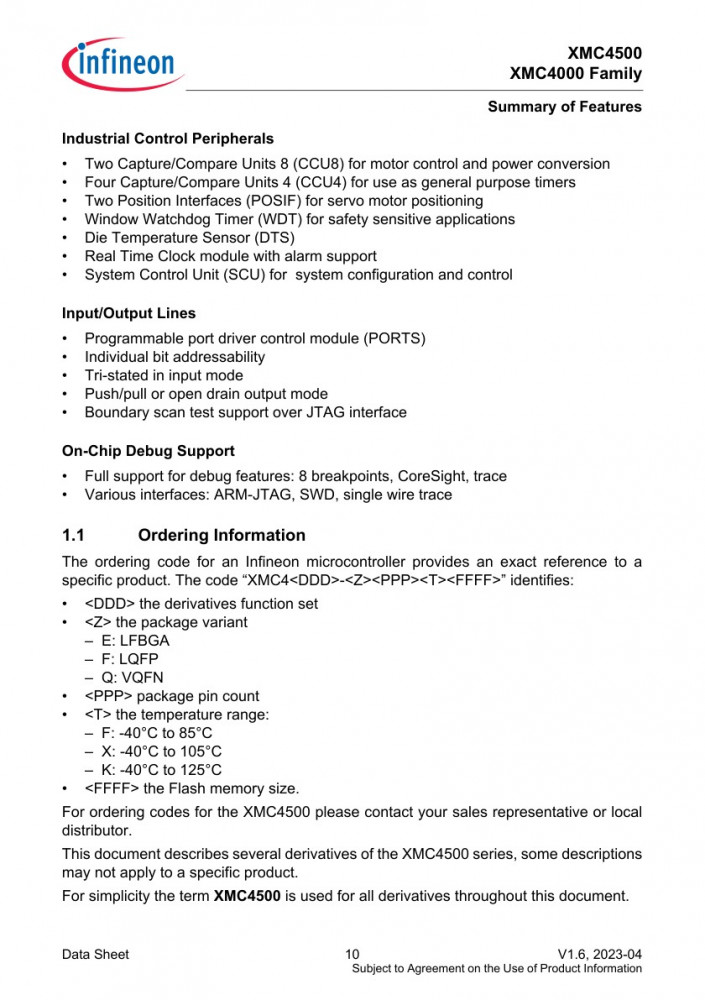 XMC4500 datasheet page 10