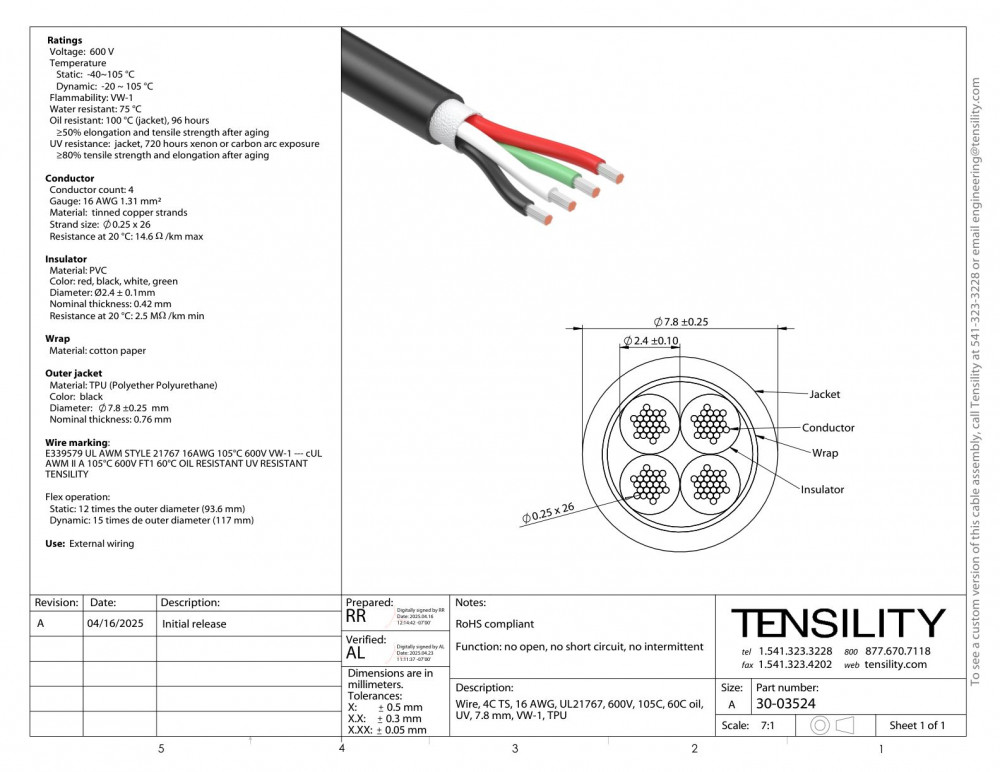 Tensility International 30-03524 product drawing