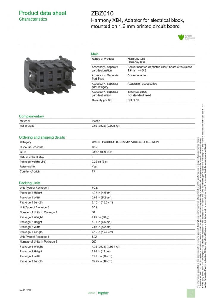 ZBZ010 technical document page 1