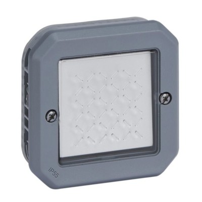 Plexo - Illuminated time delay switch - Grey mechanism - IP55 IK08 impact resistant - 250V AC 8A 0.25min to 15min adjustable timer