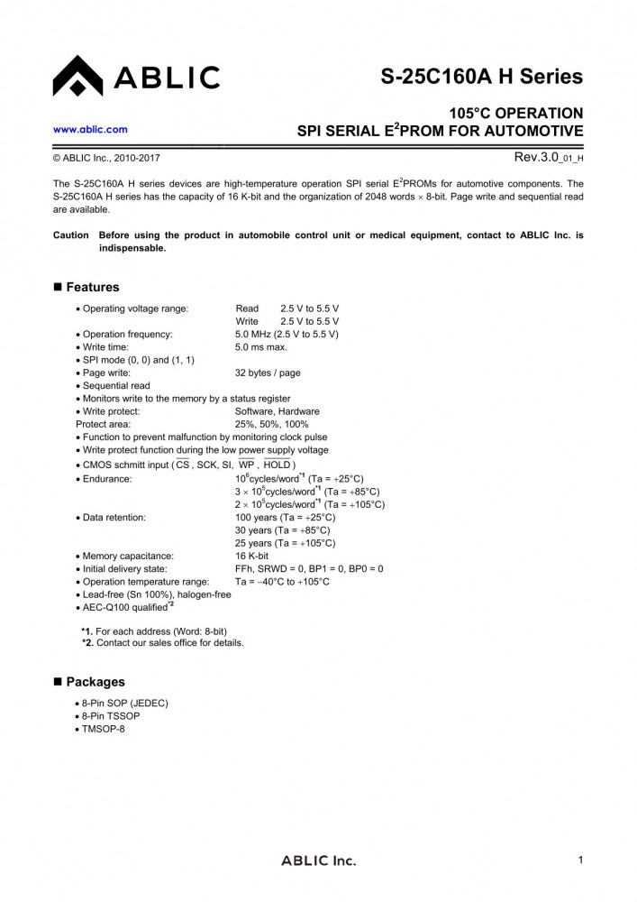 S-25C160A datasheet page 1