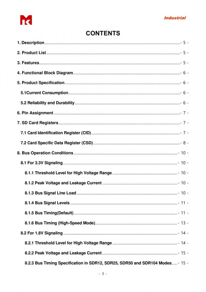 MK MicroSD datasheet page 3