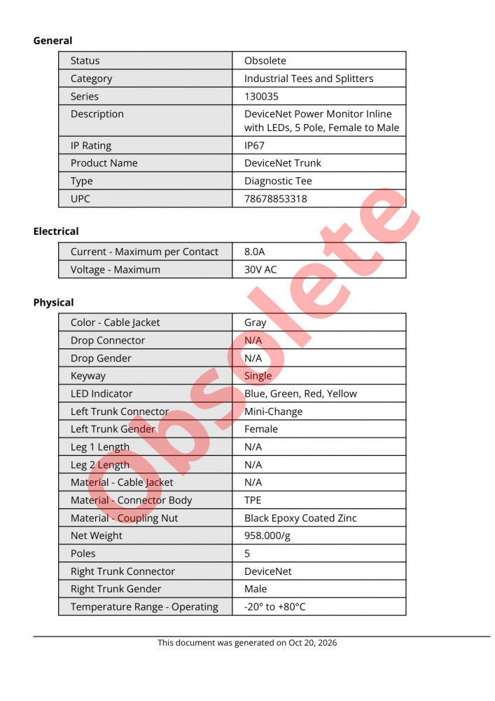 Product document image 2 for MOLEX 1300350008