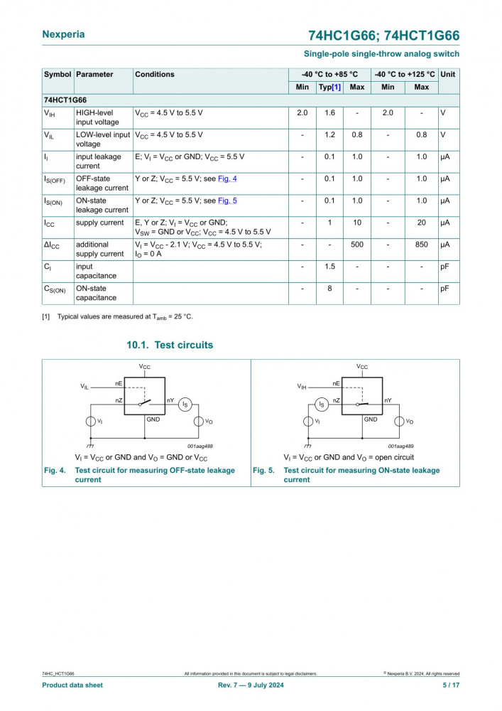 74HCT1G66 datasheet page 5