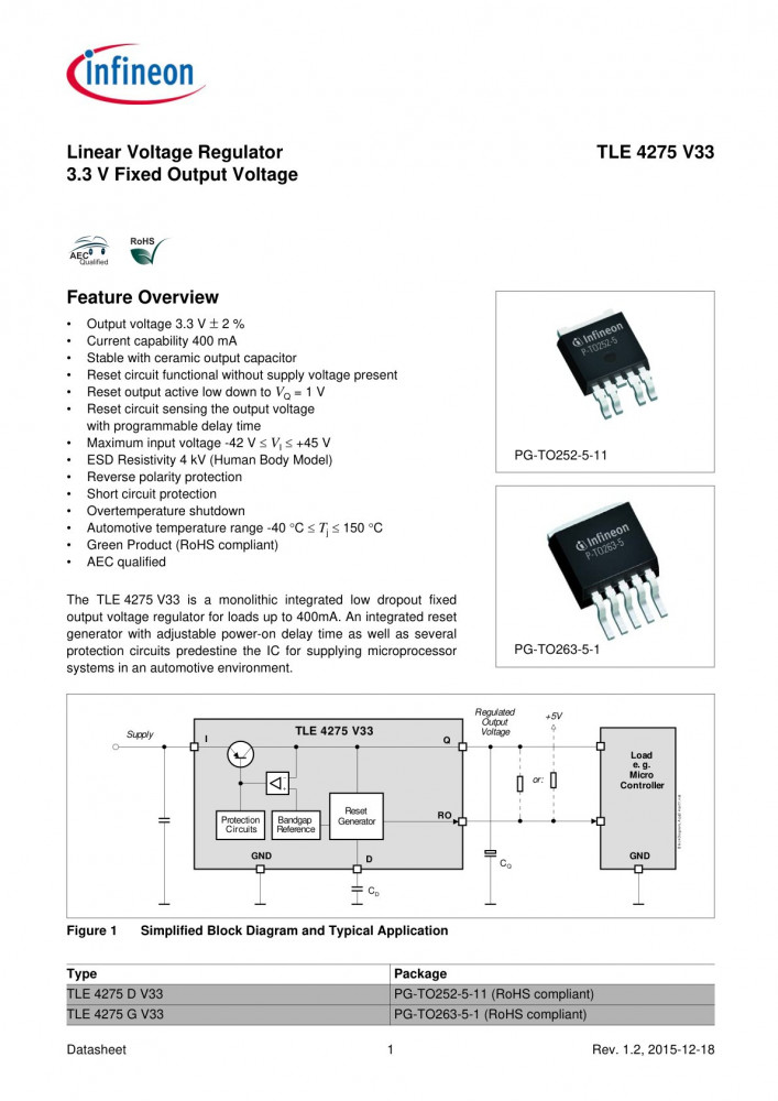 TLE4275DV33ATMA1 datasheet page 1