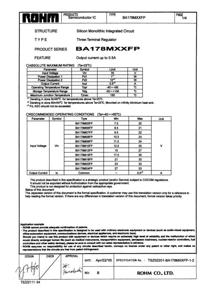 BA178M08FP-E2 technical document page 1