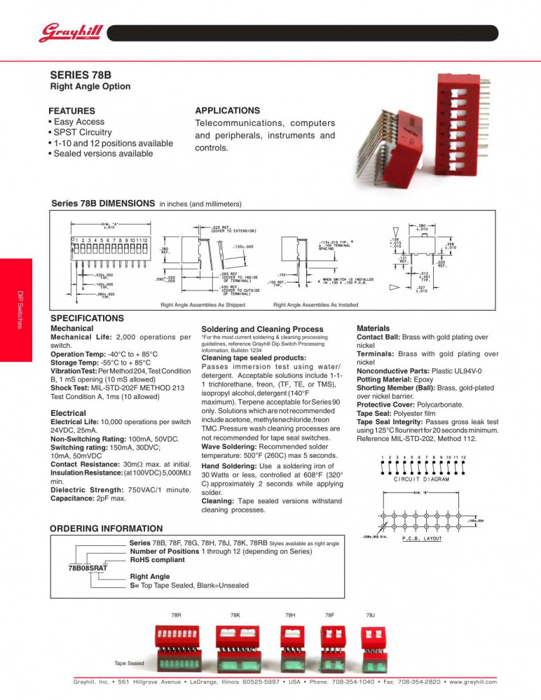 Grayhill Series 78B technical document page