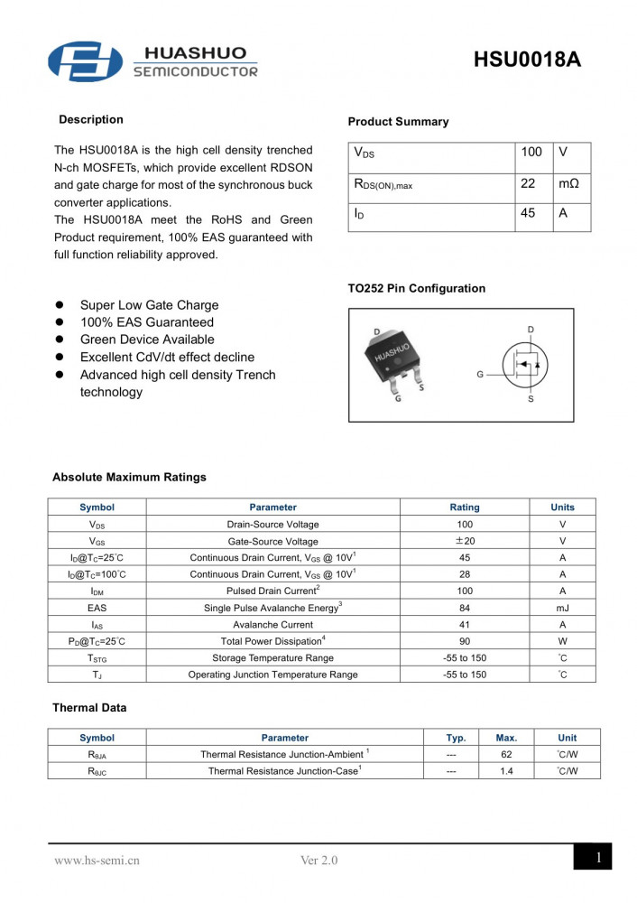 HSU0018A datasheet page 1