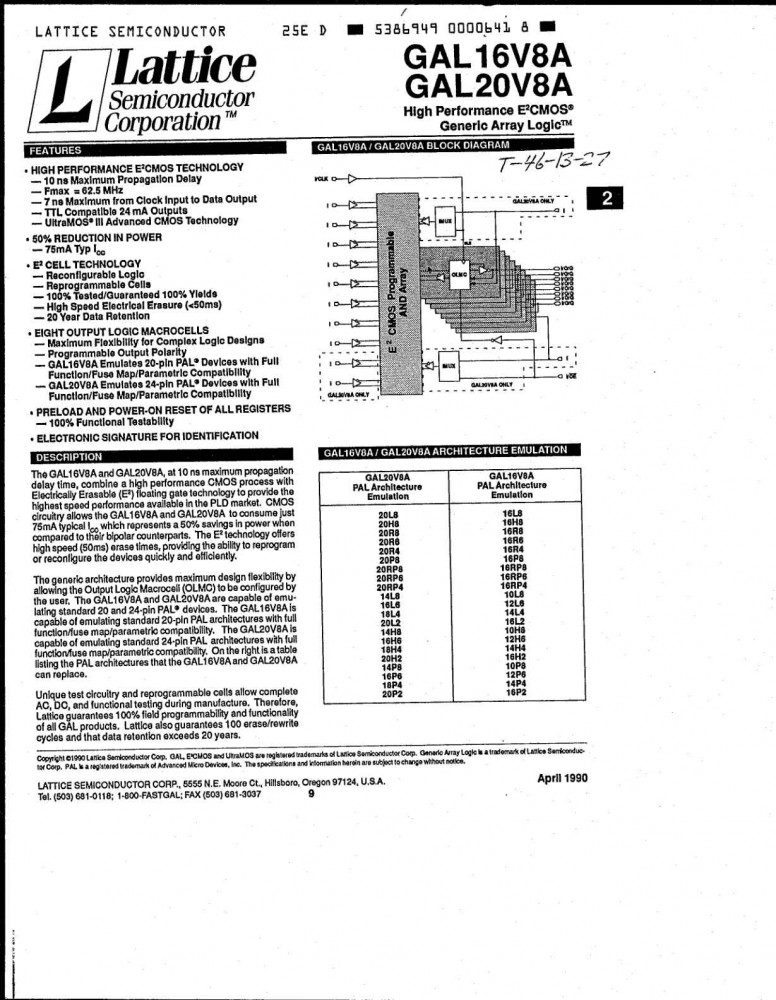 PALCE20V8H-5JC/5 technical document page 1