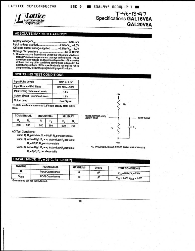 PALCE20V8H-5JC/5 technical document page 2