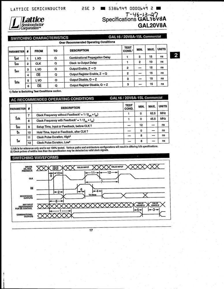 PALCE20V8H-5JC/5 technical document page 9