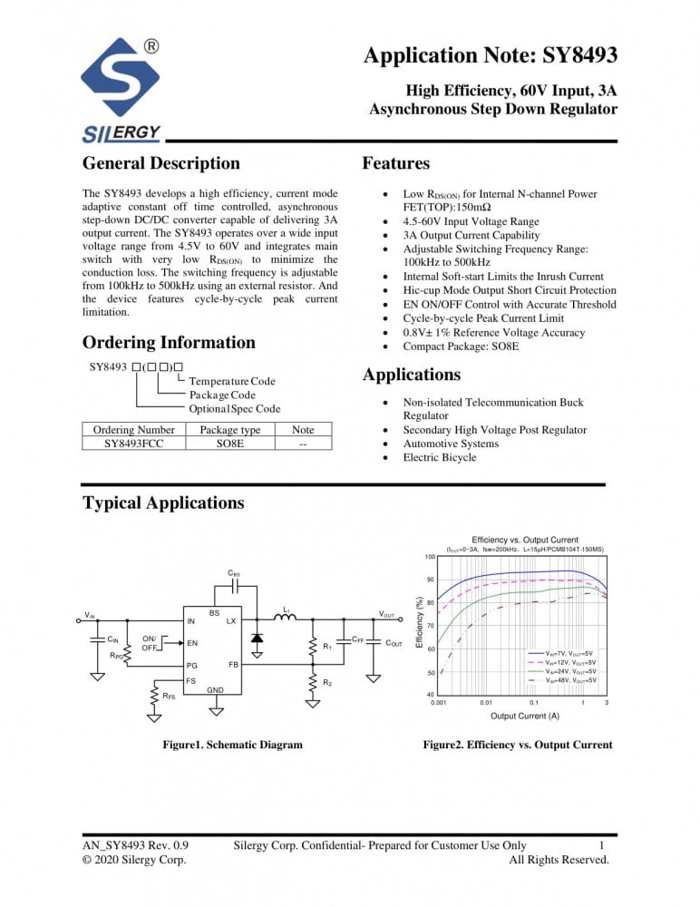 SY8493FCC datasheet page 1