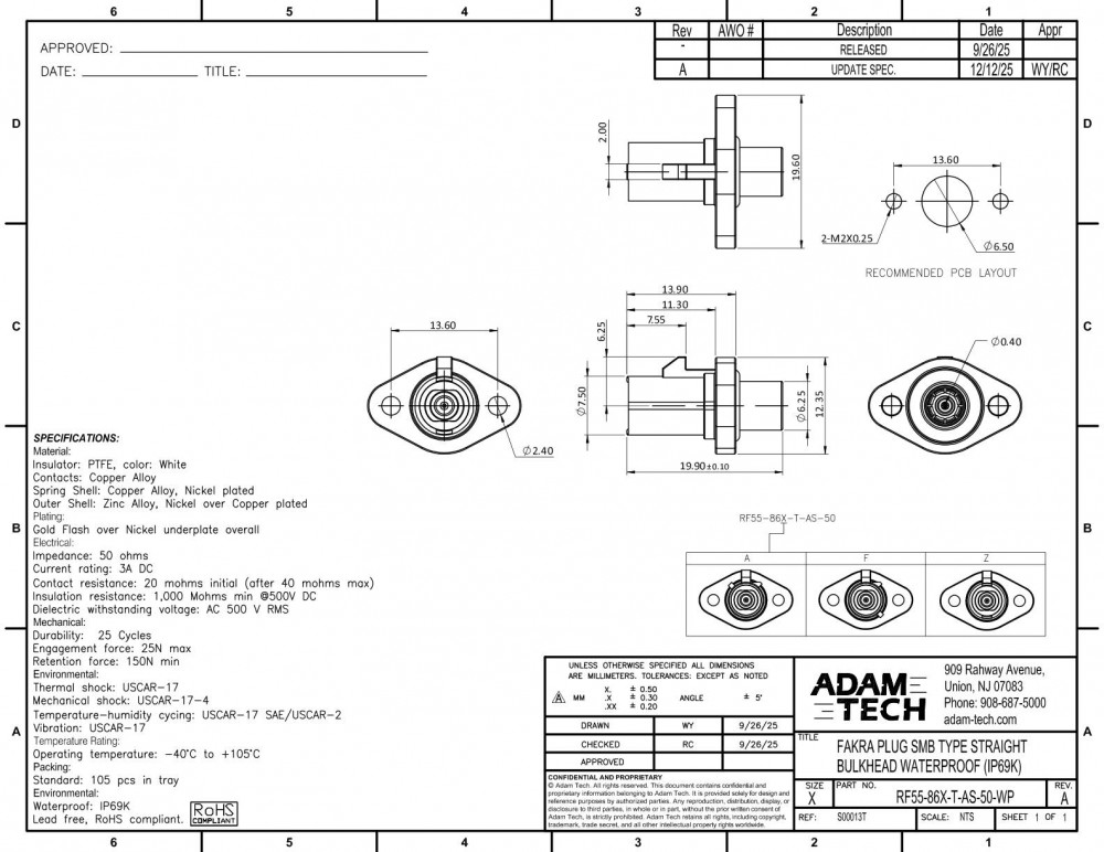 ADAM TECH RF55-86X-T-AS-50-WP product drawing page