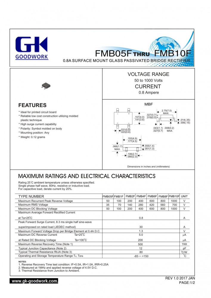 GOODWORK FMB10F datasheet page 1