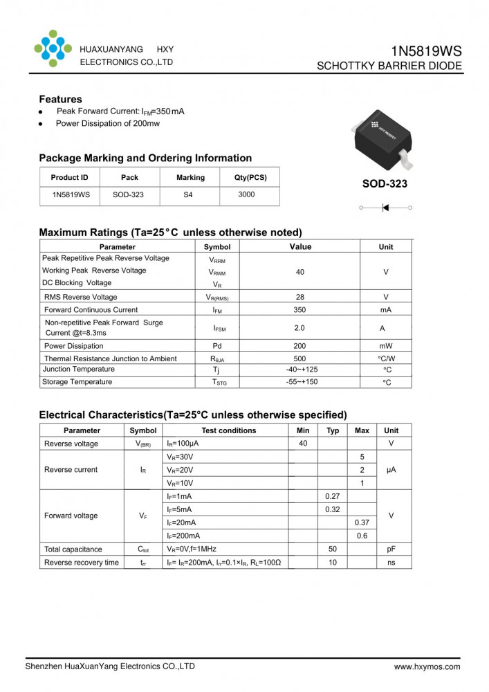 1N5819WS datasheet page 1