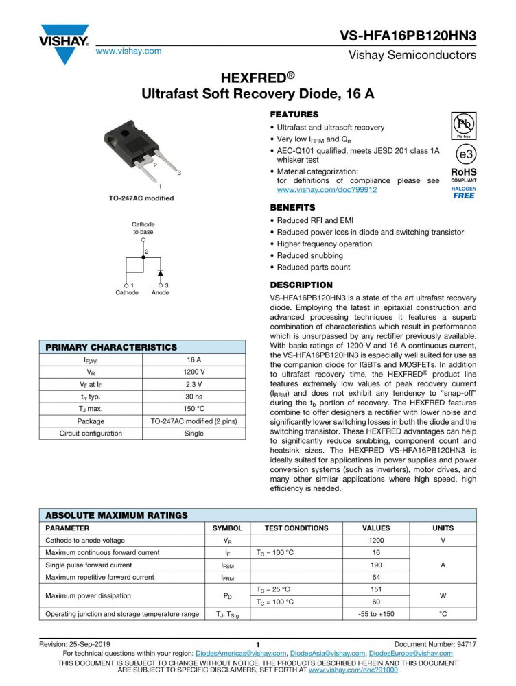 VS-HFA16PB120HN3 datasheet page 1