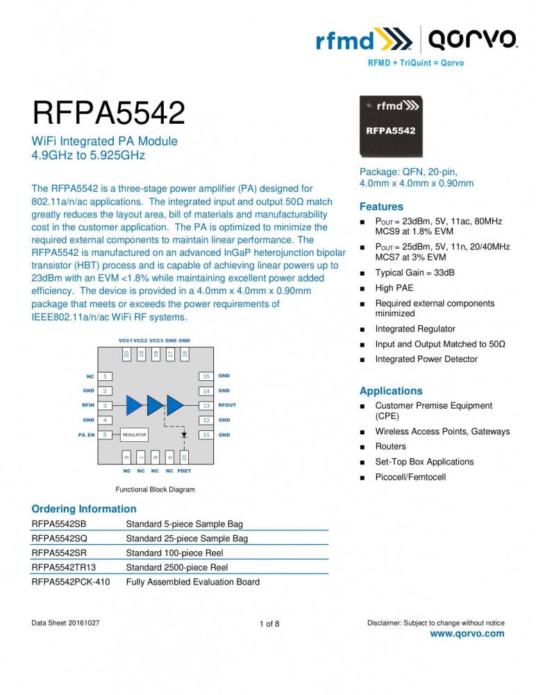 RFPA5542 datasheet page 1
