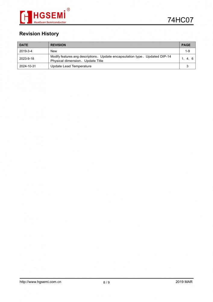 74HC07N datasheet page 8