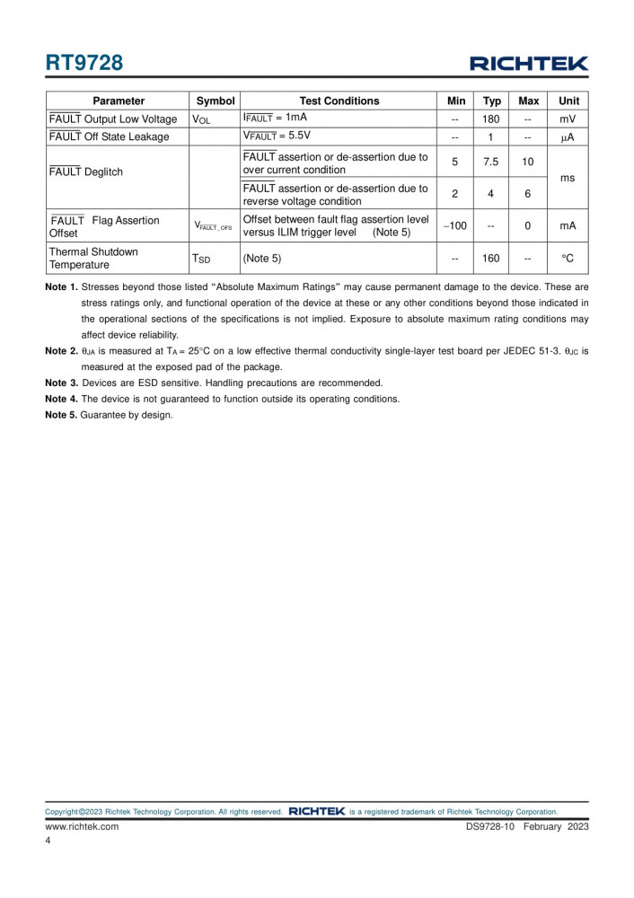 RT9728 datasheet page 4