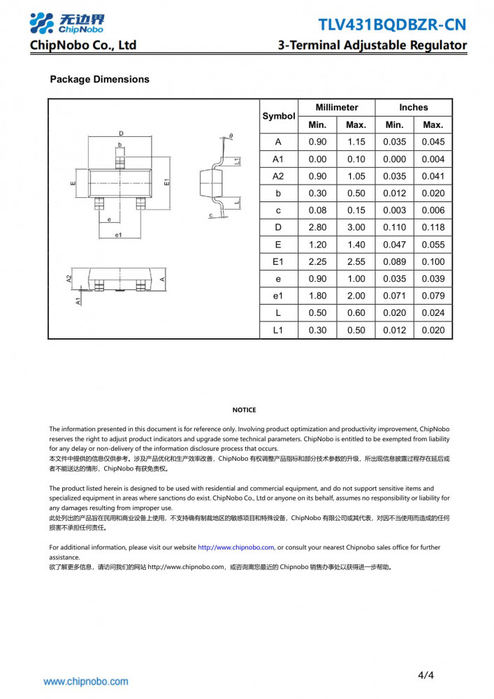 TLV431BQDBZR-CN technical document page 4